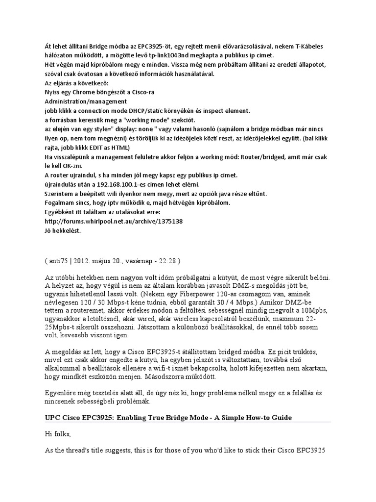 Cisco Epc3925 Modem Bridge Mode | PDF