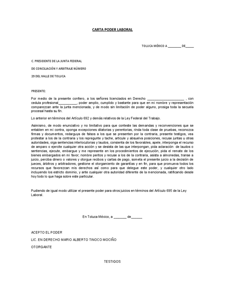 Carta Poder Laboral | PDF