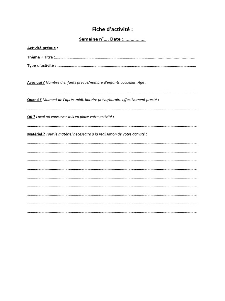 Fiche D'activité | PDF