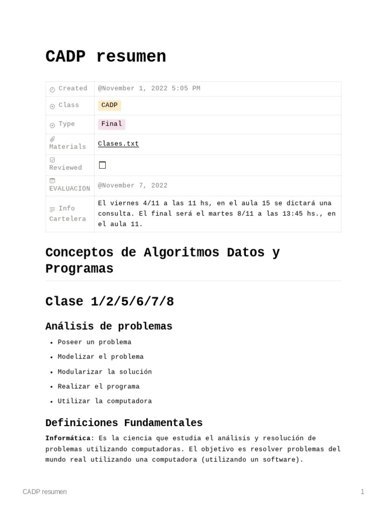 CADP Resumen | PDF | Puntero (Programación de computadora) | Programación