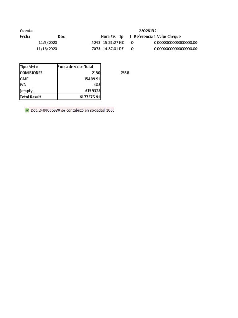 Mov Banco Davivienda Bancafe 8152 1-30 Noviembre 2020 | PDF