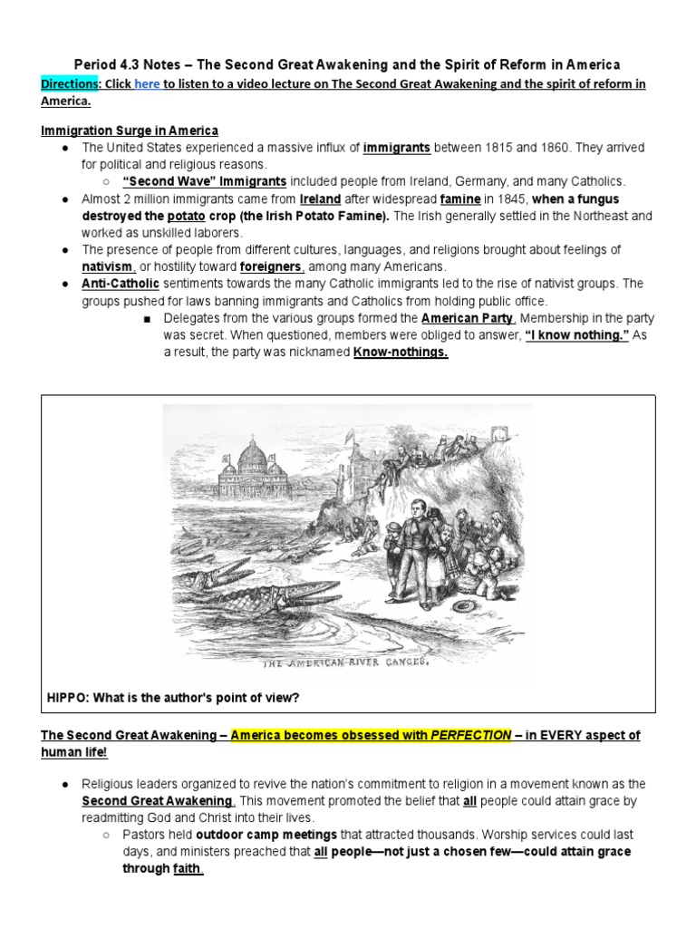 Period 4.3 Notes - The Second Great Awakening and The Spirit of Reform ...