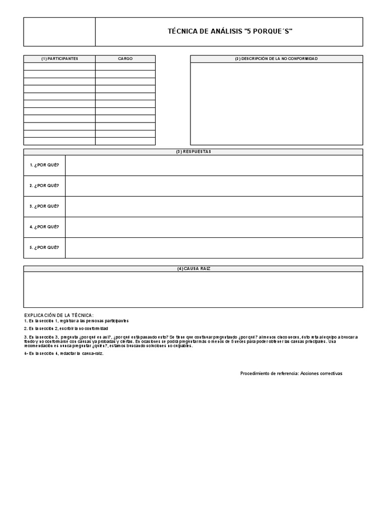 Plantilla Técnica 5 Porqués Excel | PDF