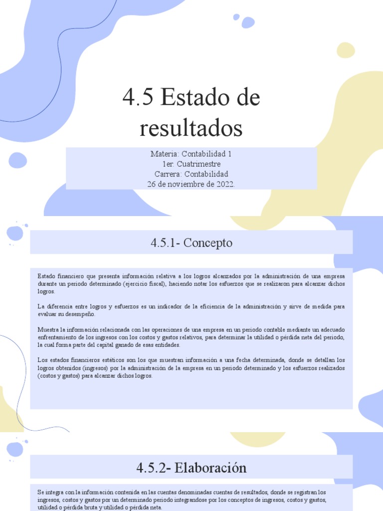 Utilidad y Pérdida Neta en Contabilidad | PDF | Contabilidad | Estado ...