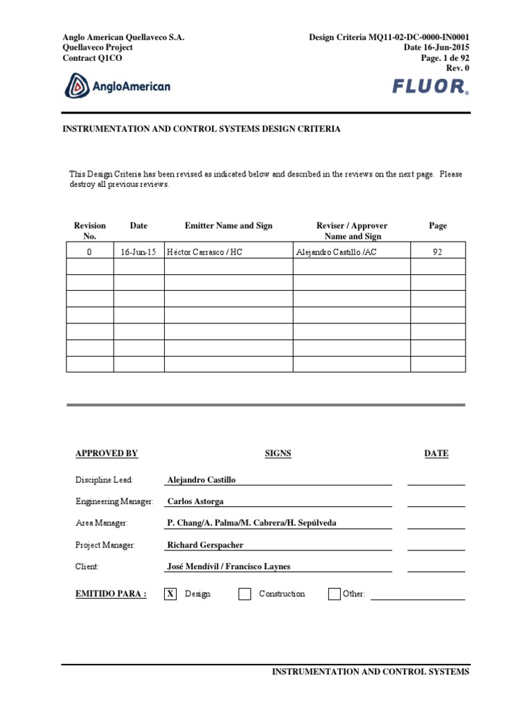 Mq11-02-Dc-0000-In0001 - R0 - Instrumentacion y Control CD PDF | PDF ...