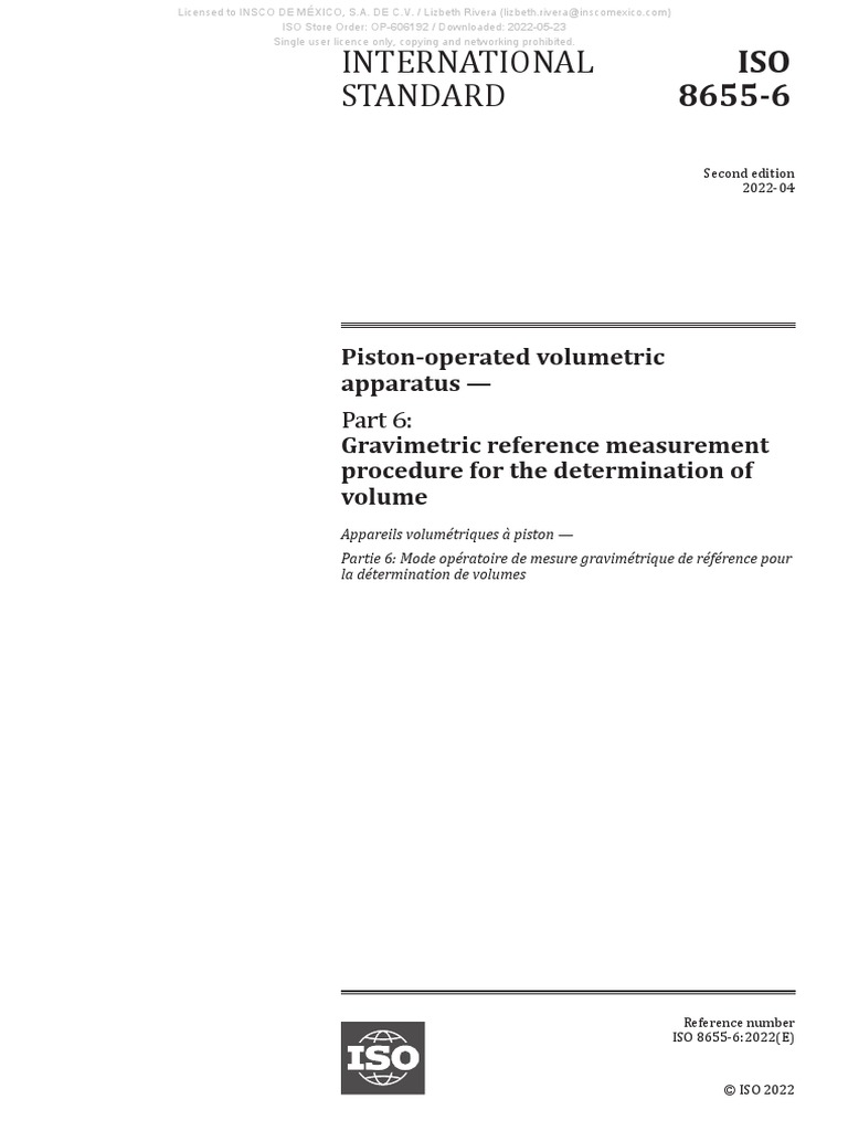 ISO 8655-6 2022 (En) | PDF | International Organization For ...
