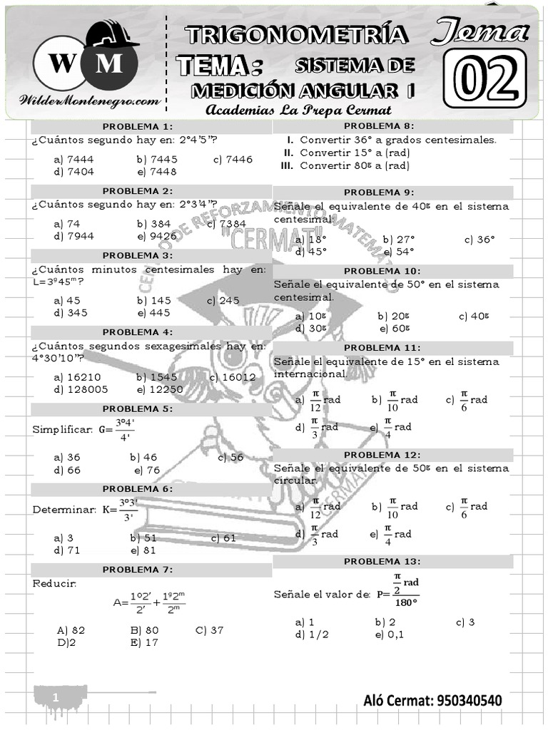 02 - Sistema de Medición Angular I - Trigonometría Básica | PDF ...