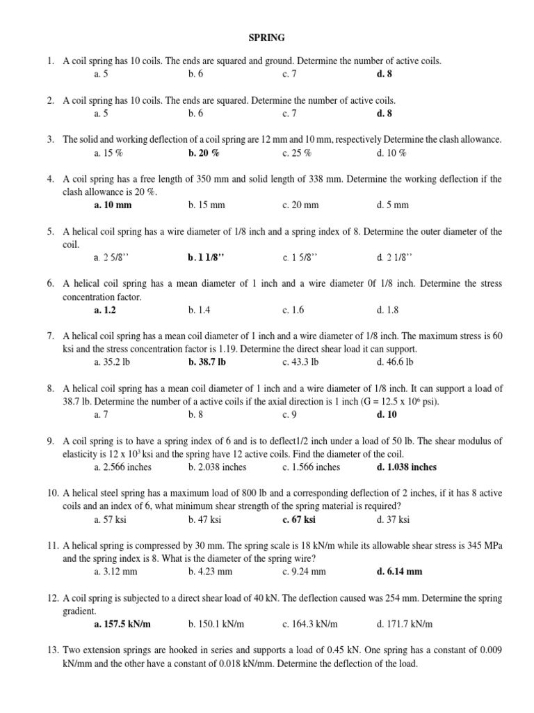 Spring Problems | PDF | Young's Modulus | Elasticity (Physics)