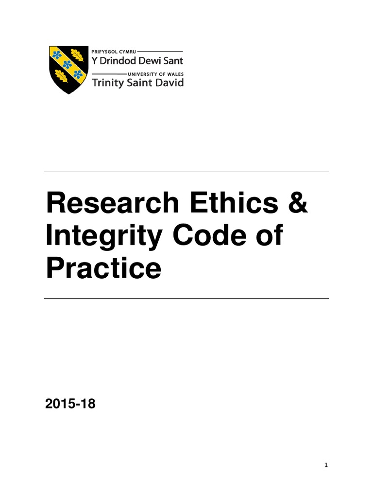 (UWTSD) Research Ethics Integrity Code of Practice (2015-2018) | PDF ...