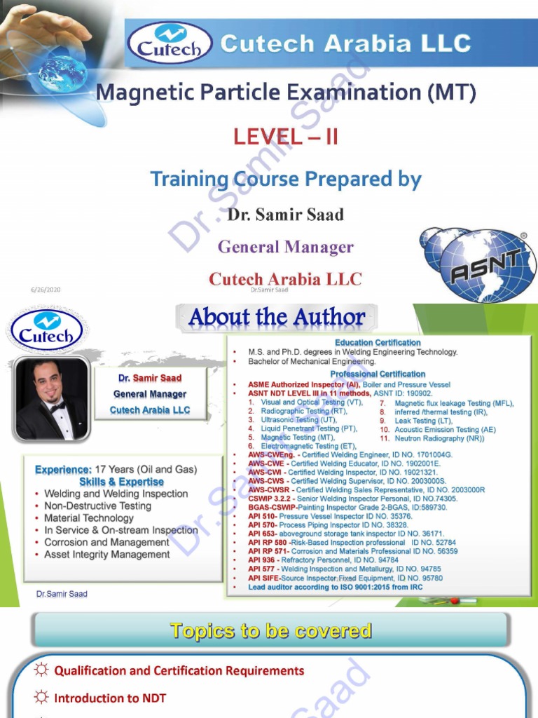 ASNT Magnetic Particle Testing (MT) Level II | PDF