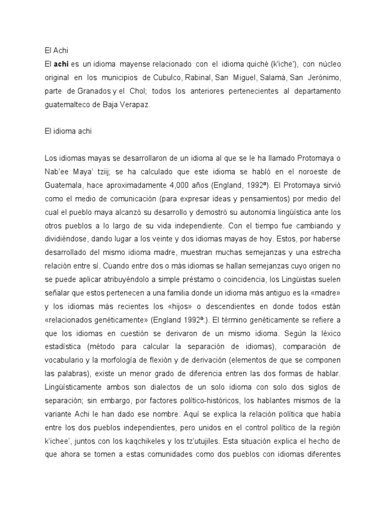 Idioma Achi: Historia y Alfabeto | PDF | Escritura | Alfabeto