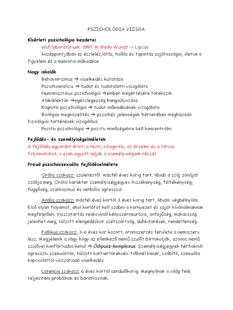 Pszichologia Vizsga PDF | PDF