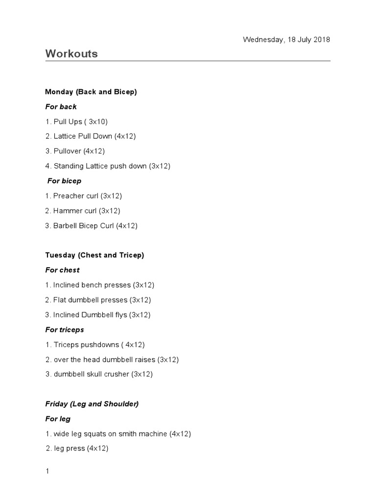 Workout Plan Basic | PDF | Teaching Methods & Materials | Wellness