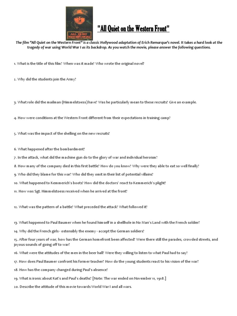 All Quiet On The Western Front | PDF