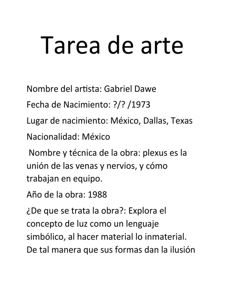 Tarea de Arte | PDF