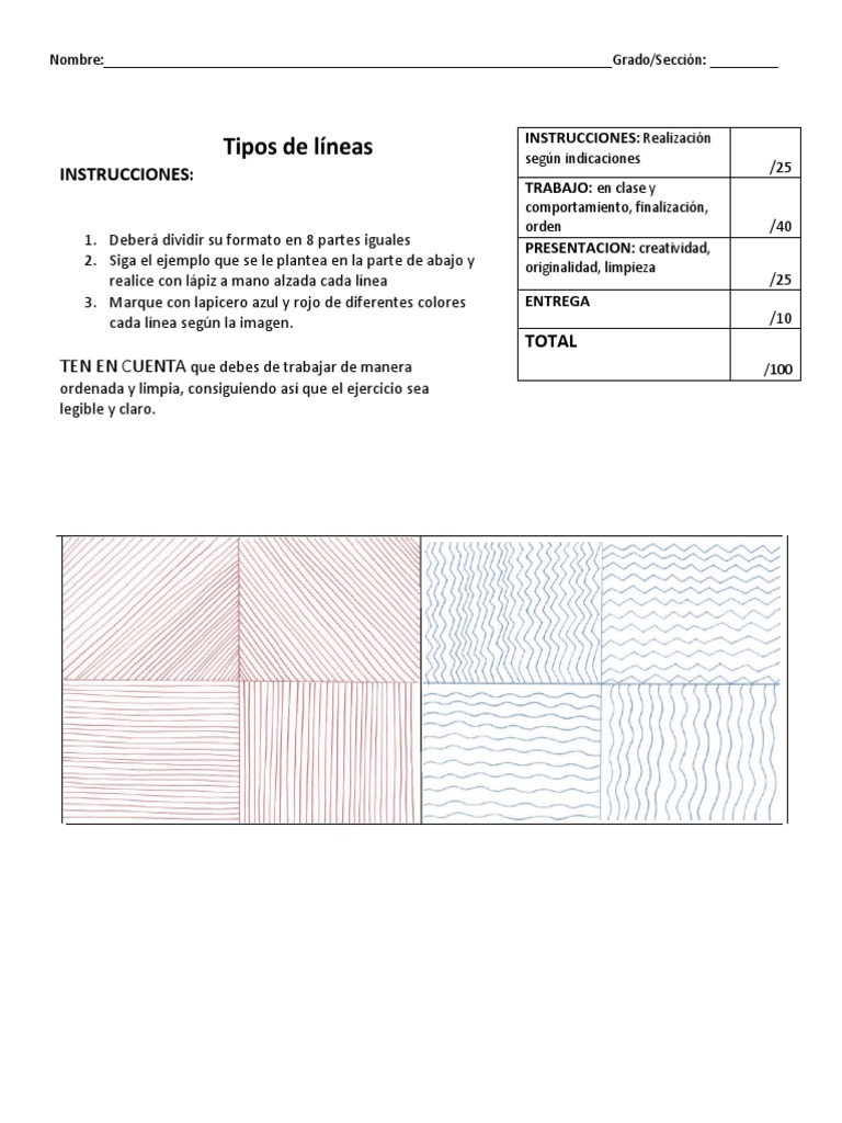 Formato de Tipos de Lineas SEXTO GRADO | PDF