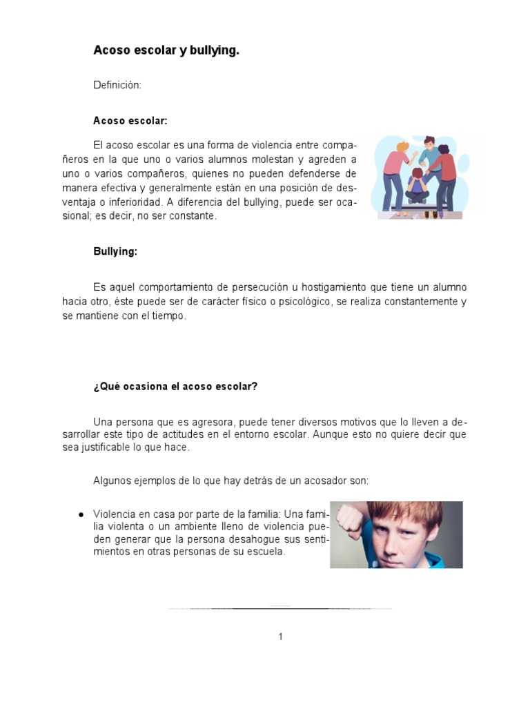 Acoso Escolar y Bullying. | PDF | Violencia | Acoso cibernético