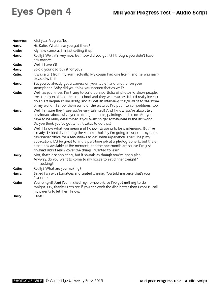 Unit 4 - Mid Year Test Audio Script | PDF