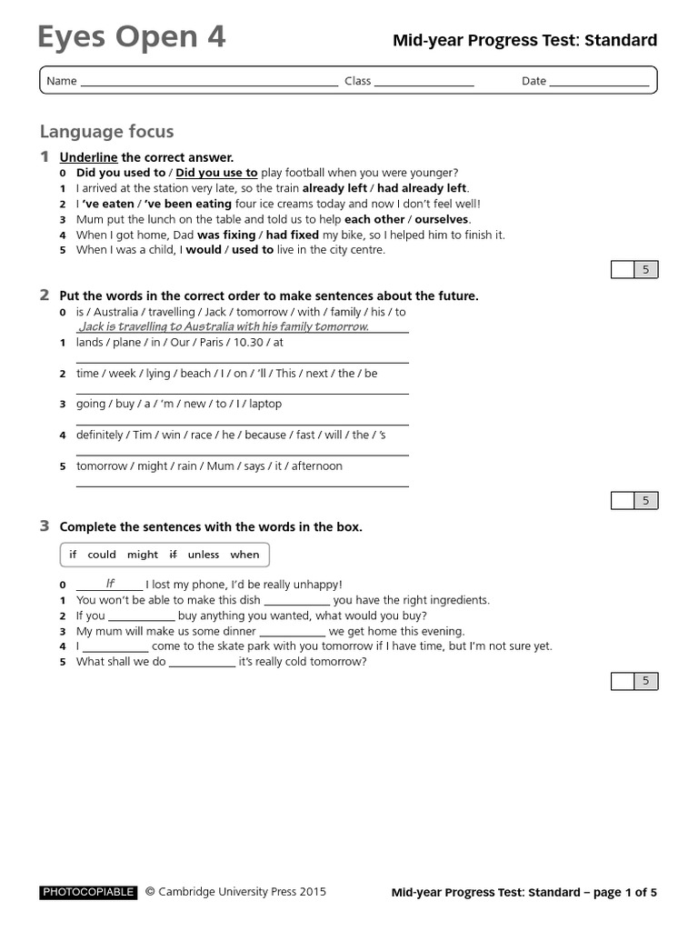 Unit 4 - Mid Year Standard Test | PDF