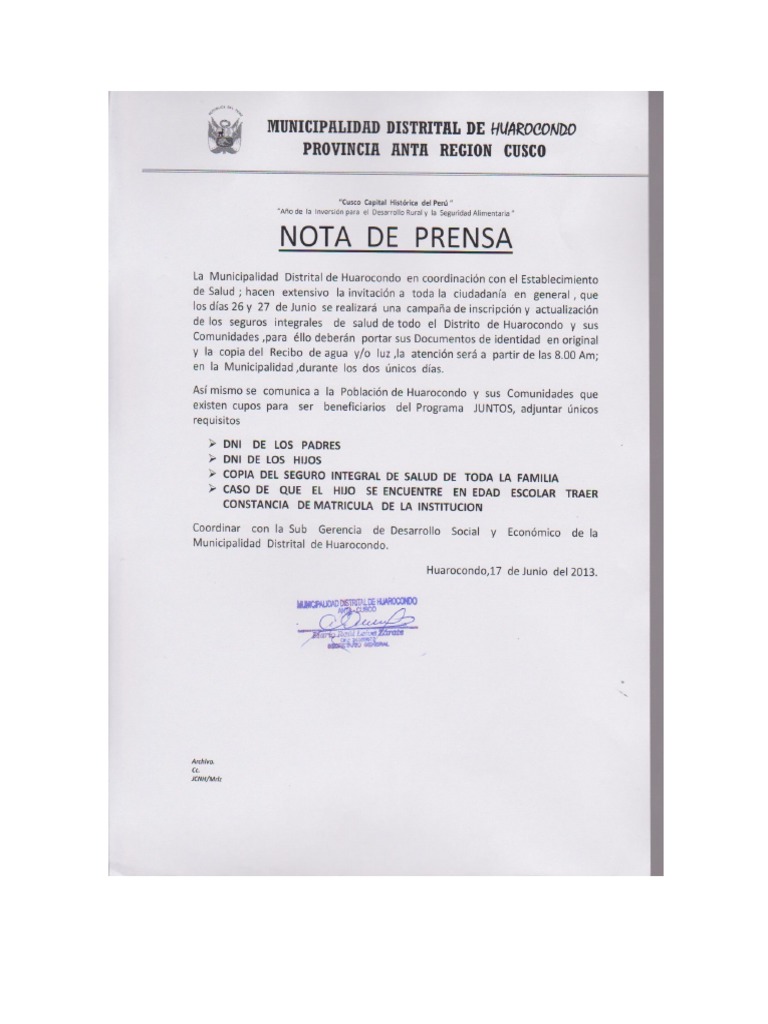 PLAN_10964_Nota de Prensa 17 de Junio 2022 - JEREMY ALFARO | PDF