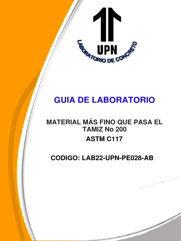 Procedimiento Material de Fino Que Pasa La Malla # 200 ASTM C117 | PDF ...
