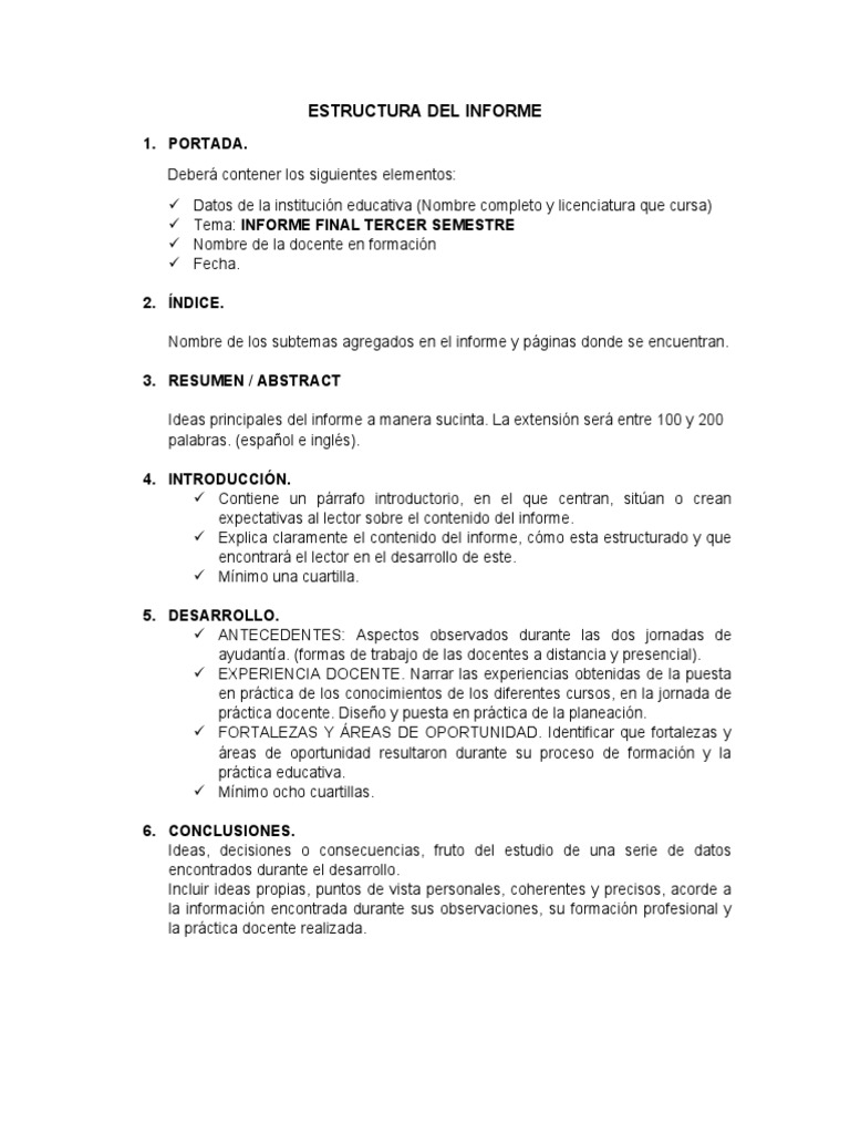 Estructura Del Informe | PDF