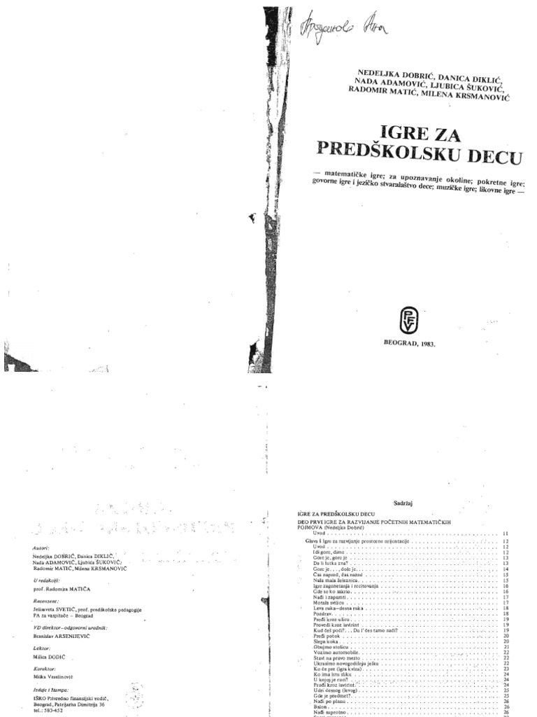 Igre Za Predškolsku Decu PDF | PDF