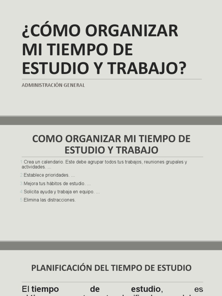 Cómo Organizar Mi Tiempo de Estudio y | PDF | Gestión del tiempo ...