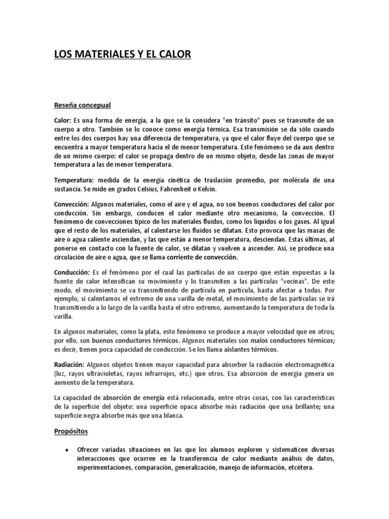Secuencia Los Materiales y El Calor | PDF | Convección | Calor