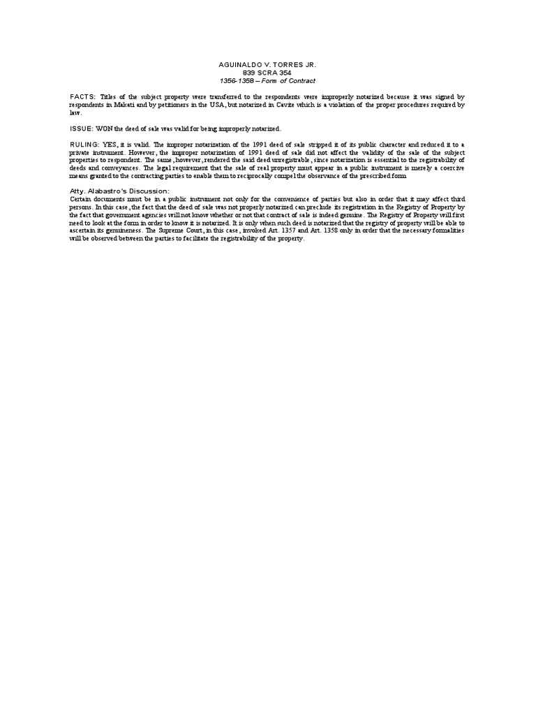 Aguinaldo v. Torres JR | PDF | Law