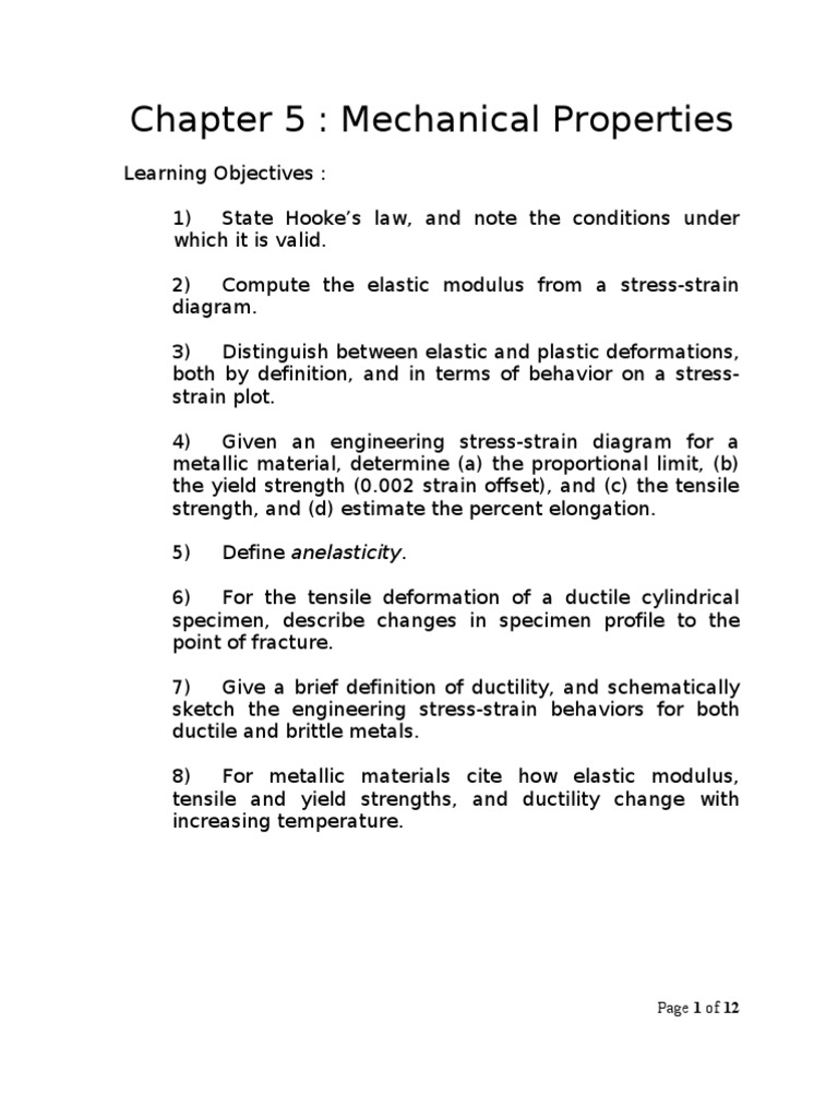 5) Mechanical Properties | PDF | Deformation (Engineering) | Yield (Engineering)