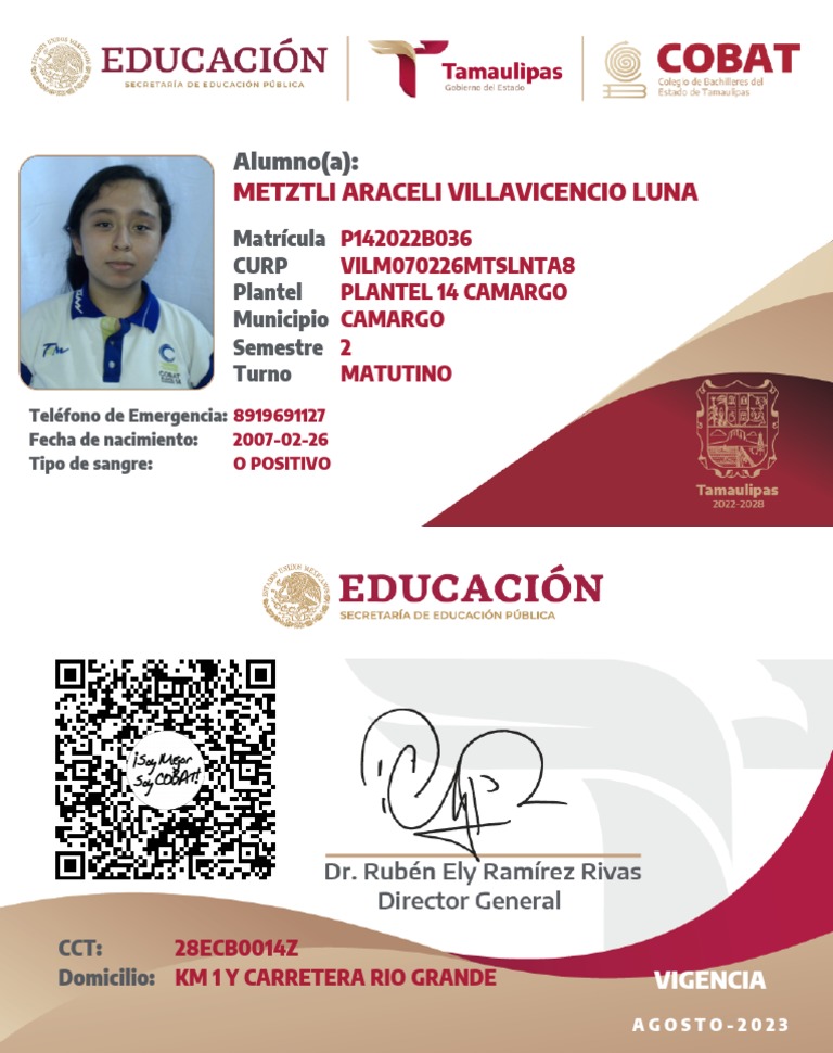Credencial Escolar Yoremia 2023 Pdf