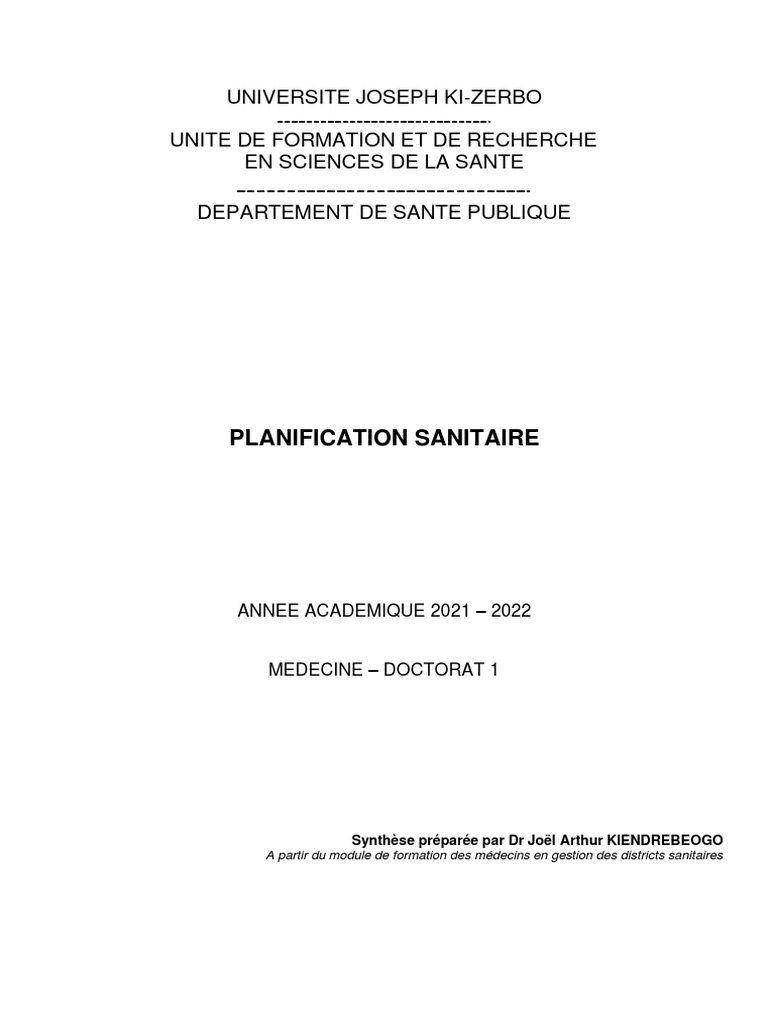Étapes de la Planification Sanitaire | PDF | Planification | Vaccination