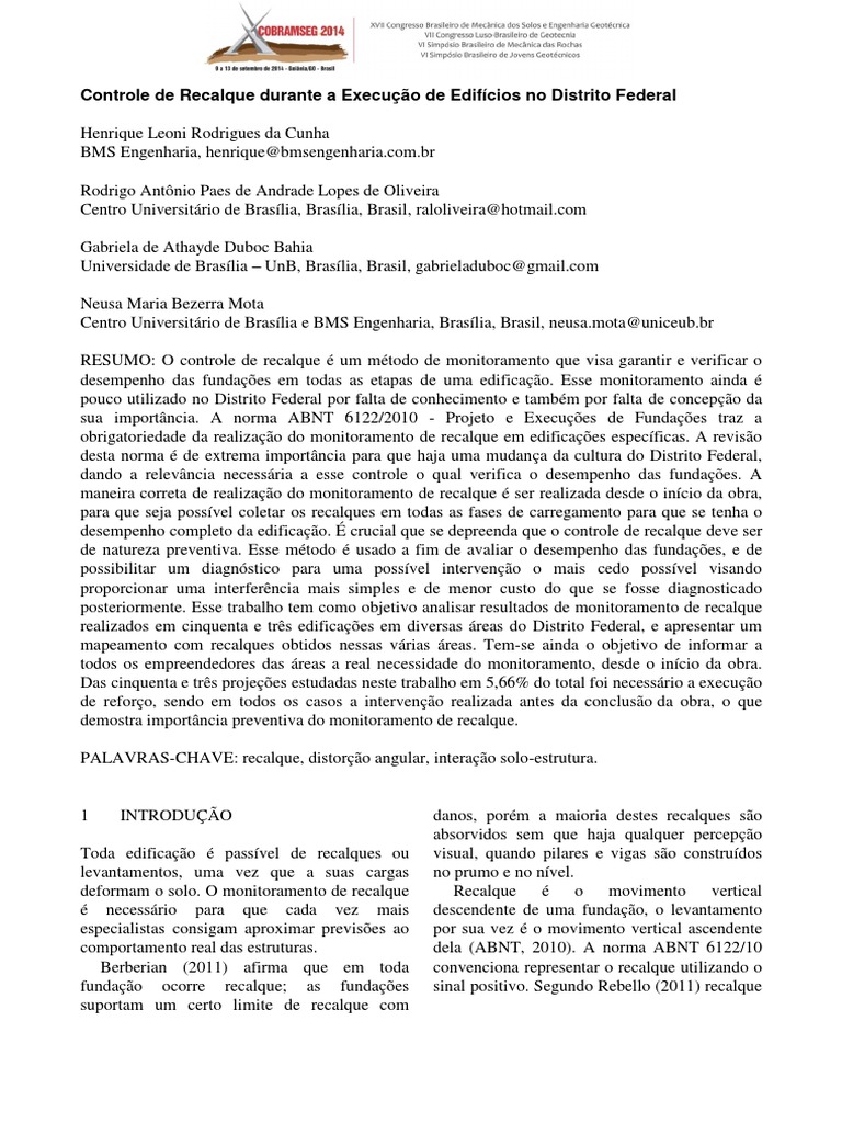 Controle de Recalque em Edificações DF | PDF | Engenharia | Medição