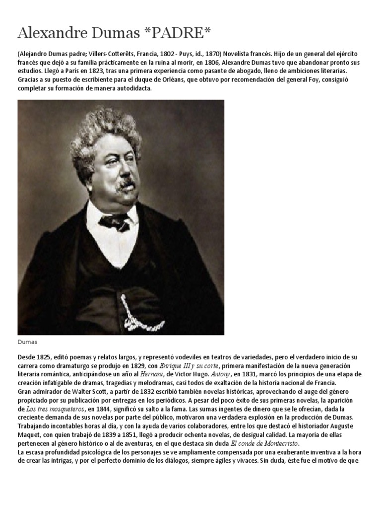 Alexandre Dumas | PDF | Clásicos