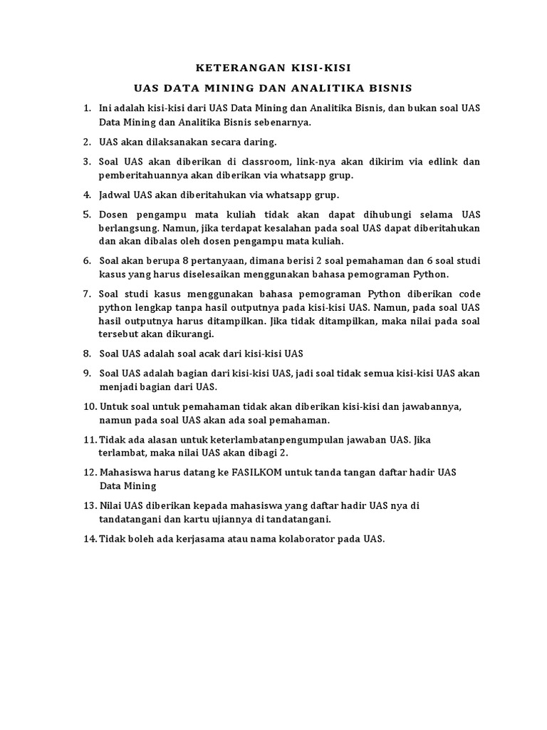 Kisi2 Uas Data Mining | PDF