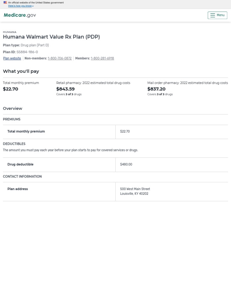 Humana Walmart Value Rx Plan Details | PDF | Generic Drug | Pharmacy