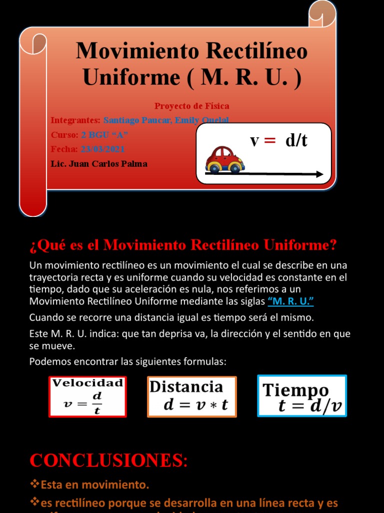 MRU - Trabajo en Grupo - Proyecto de Fisica - Emily Quelal - Santiago ...