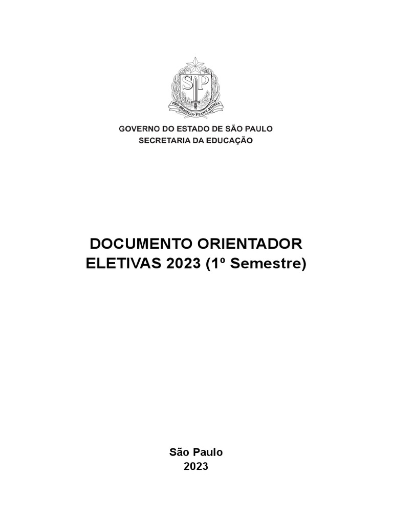 DOCUMENTO ORIENTADOR ELETIVAS 1º Semestre 2023 PDF | PDF | Escolas ...