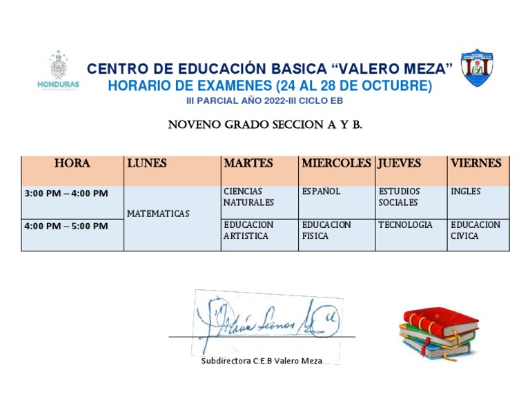 Horario de Examenes Iv-P | PDF