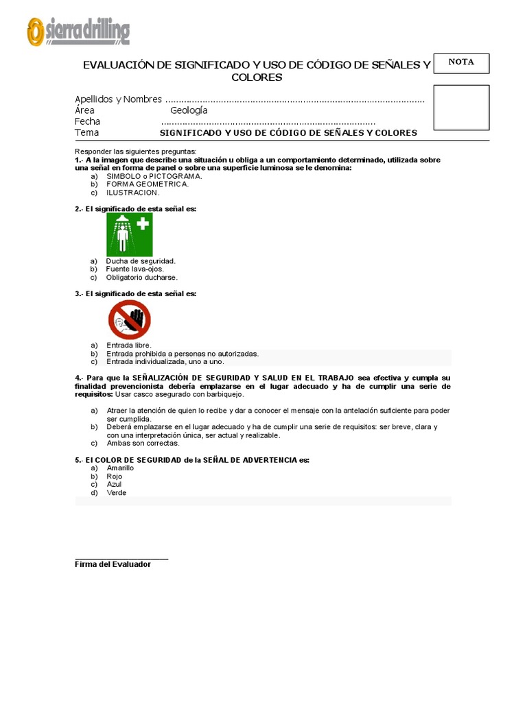 Examen de Codigo de Colores | PDF