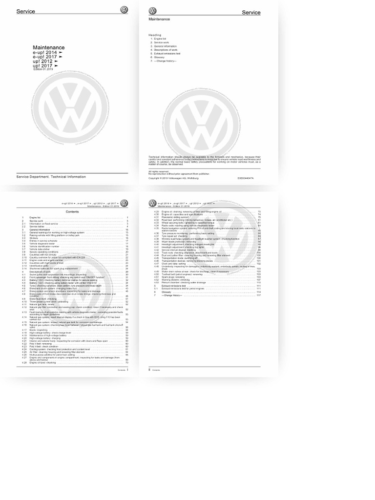 VW Up! - Eup! - Maintenance - PDF Download | PDF