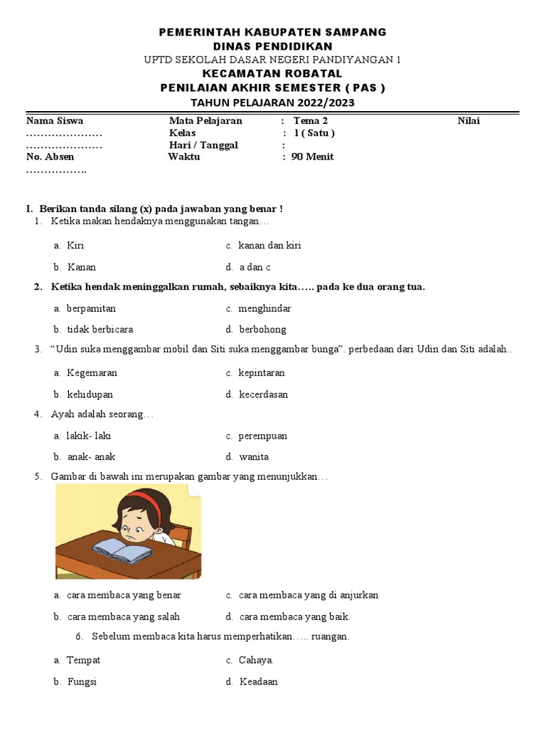 Soal Pas Tema 2 | PDF | Griya & Taman