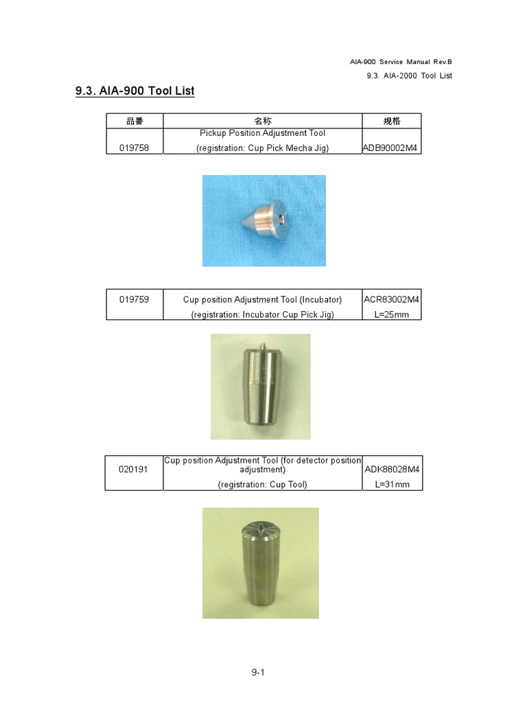 Ch.9-3 - AIA-900 - Tool List - Rev.B | PDF