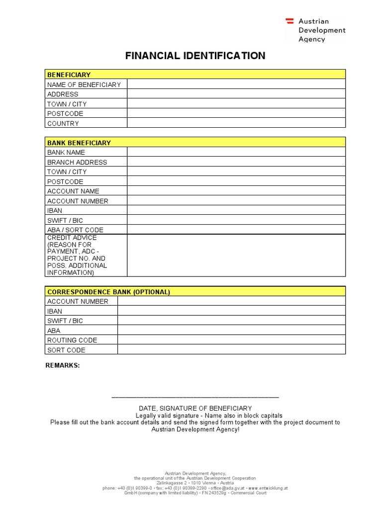 05) Financial Identification Form | PDF | Finance & Money Management
