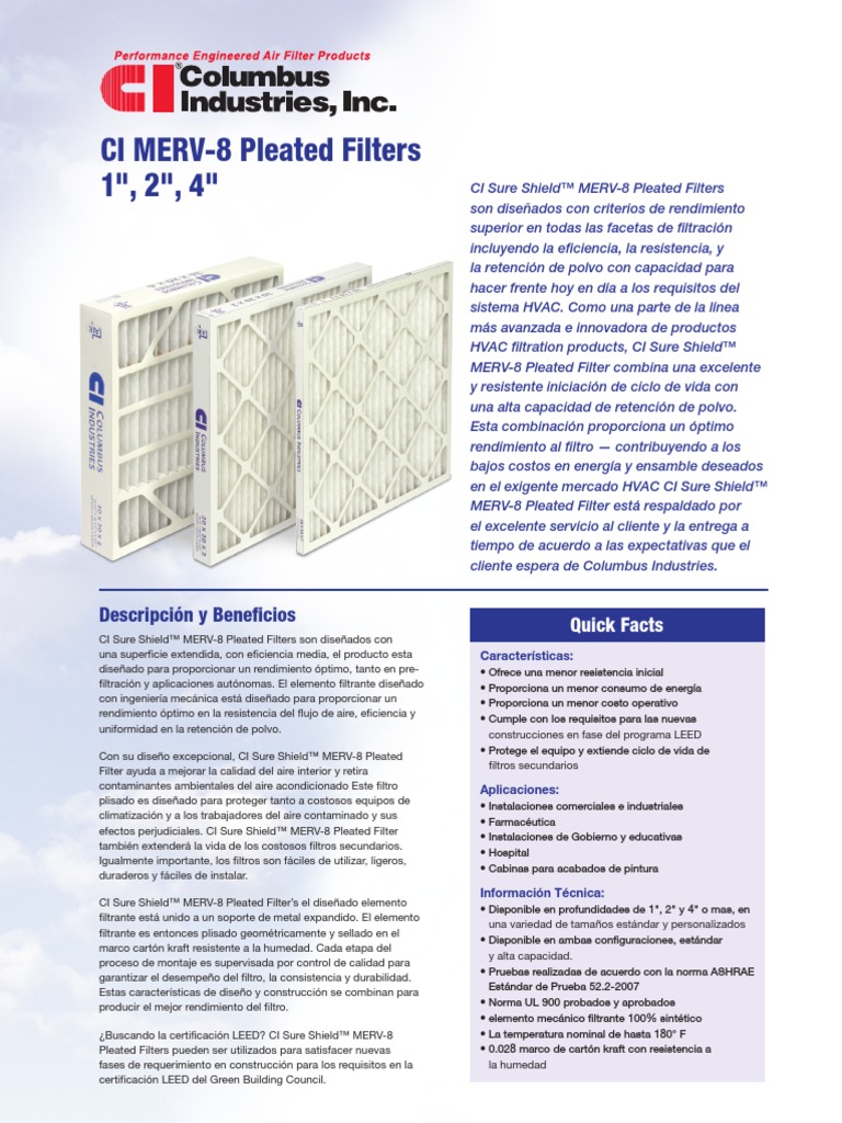 Filtro MERV 8 | PDF | Ingeniería | Ciencias fisicas