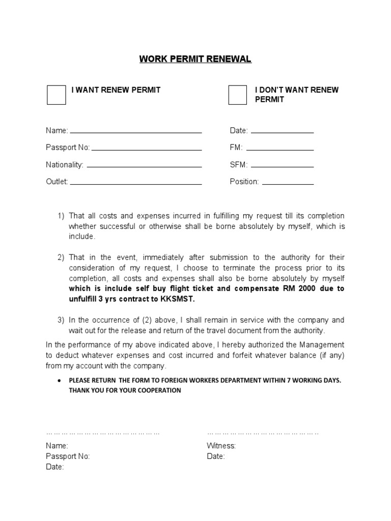 Work Permit Renewal | PDF