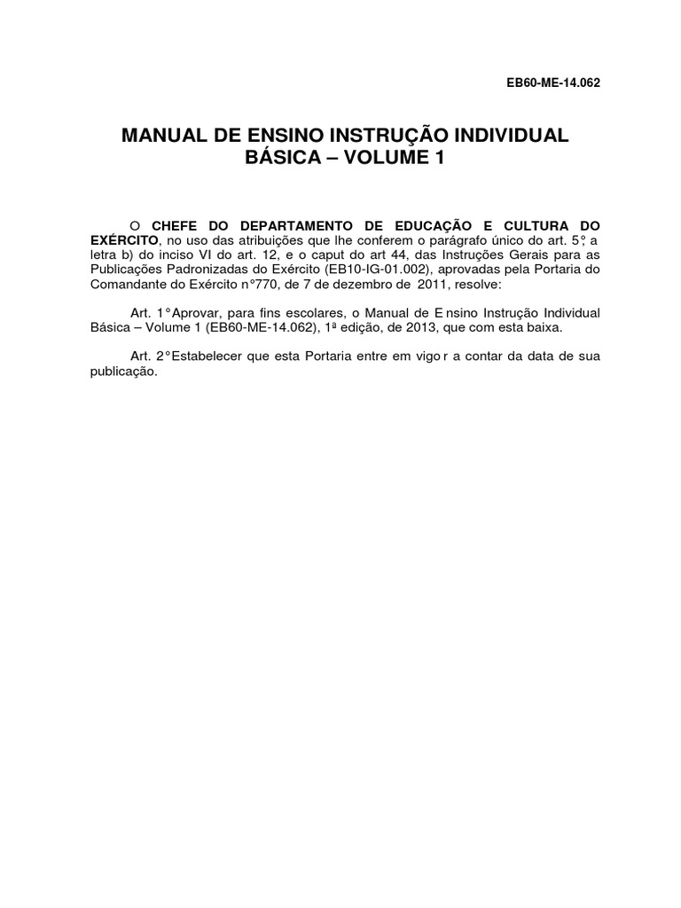 Manual de Ensino IIB - Volume 1 - EB60-ME-14.062 | PDF | Queimadura ...