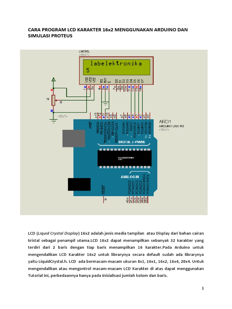 Program LCD 16x2 dengan Arduino | PDF | Komputer | Teknologi & Rekayasa