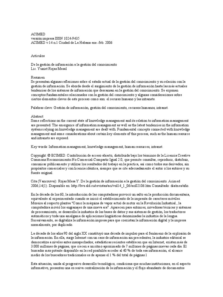 ACIMED | PDF | Conocimiento administrativo | Conocimiento